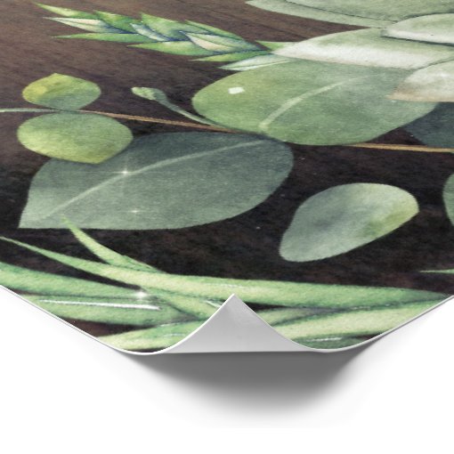 Succulents Rustic Country Wedding Welcome Poster | Zazzle