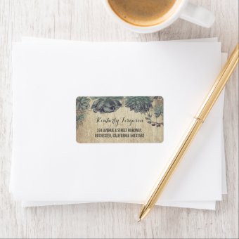 Succulents Rustic Vintage Wedding Label | Zazzle