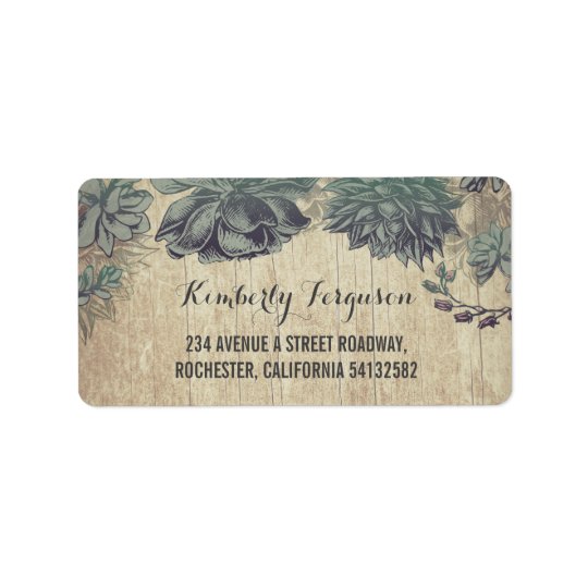 Succulents Rustic Vintage Wedding Label | Zazzle.com