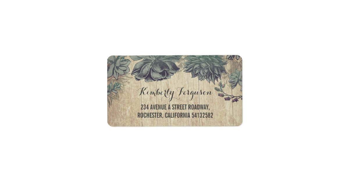 Succulents Rustic Vintage Wedding Label | Zazzle