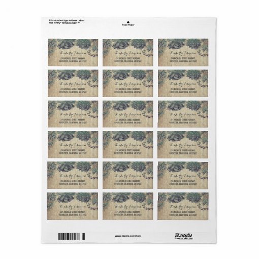 Succulents Rustic Vintage Wedding Label | Zazzle