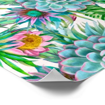 Succulents tropical garden poster | Zazzle