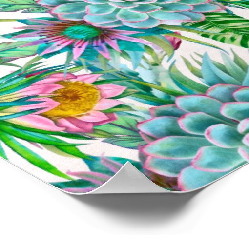 Succulents tropical garden poster | Zazzle