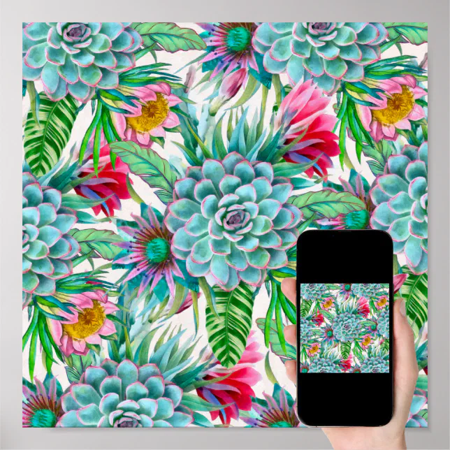 Succulents tropical garden poster | Zazzle