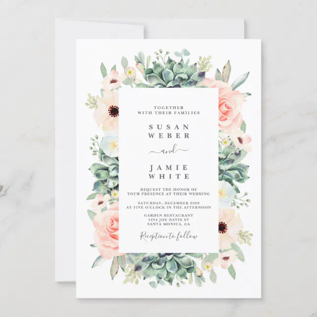 Succulents wedding Invitation | Zazzle