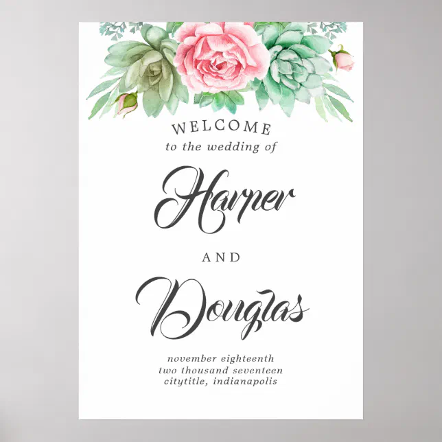 Succulents Wedding Welcome Sign | Zazzle
