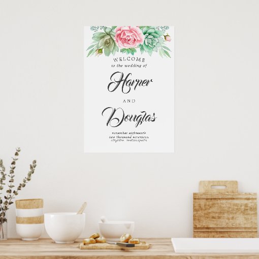 Succulents Wedding Welcome Sign | Zazzle
