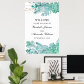 Succulents welcome sign. Mint wedding floral Poster | Zazzle