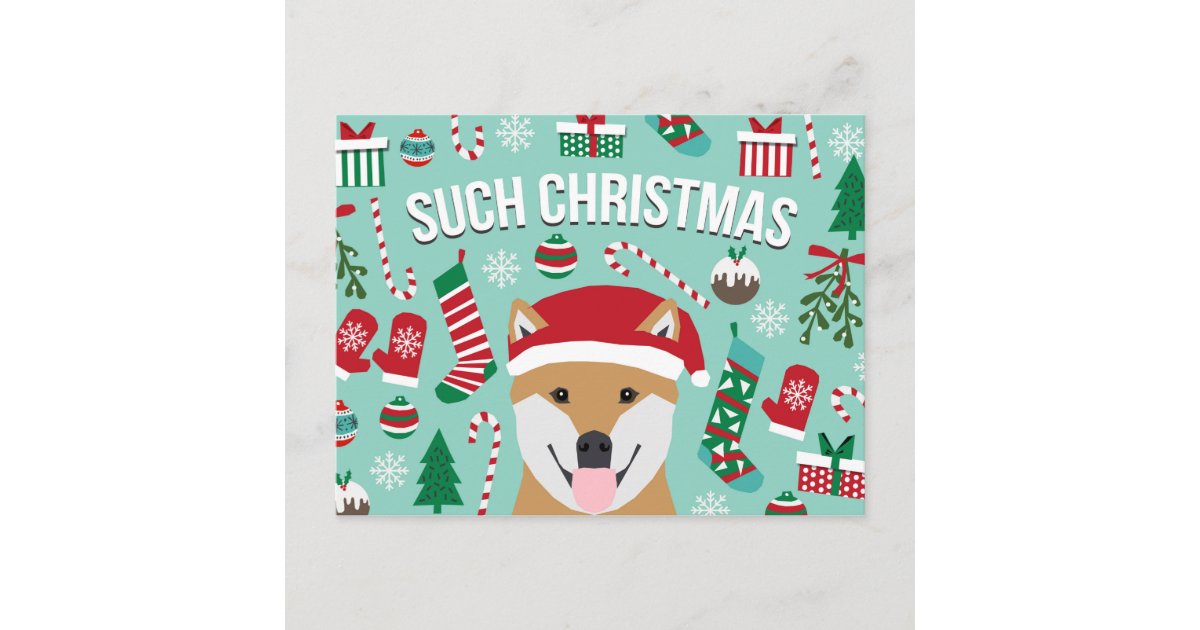 Such Christmas Doge Postcard - single sided | Zazzle