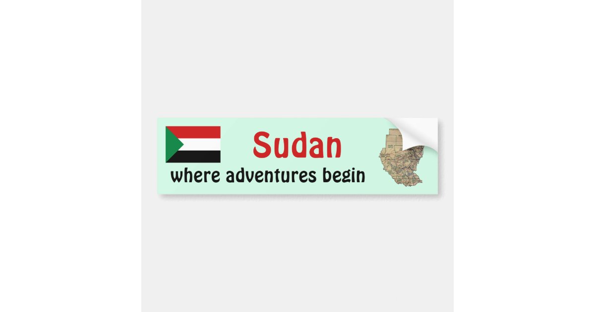 Sudan Flag + Map Bumper Sticker | Zazzle