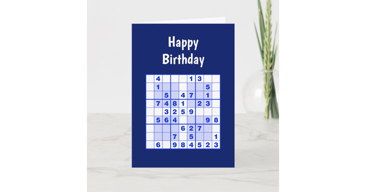 Sudoku Puzzles Birthday Card | Zazzle
