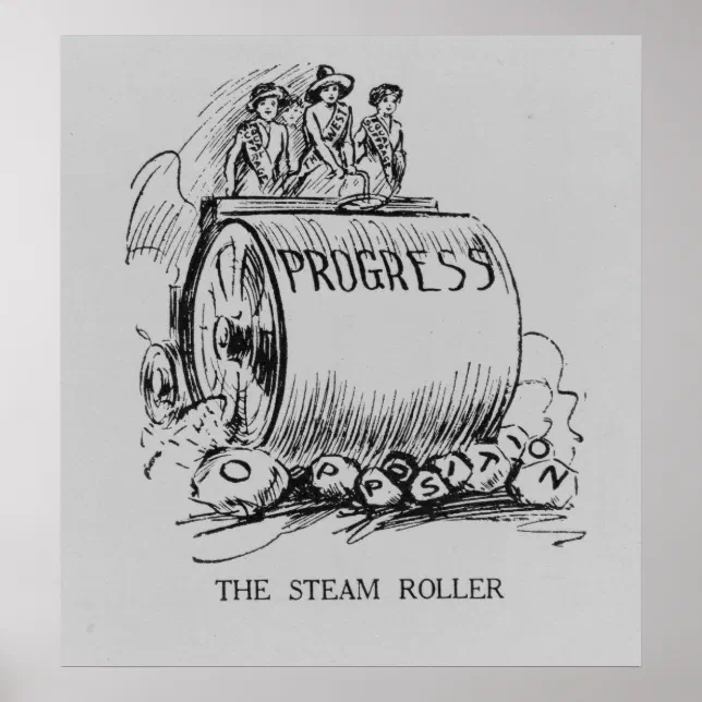 Suffrage Steamroller Political Cartoon Poster | Zazzle