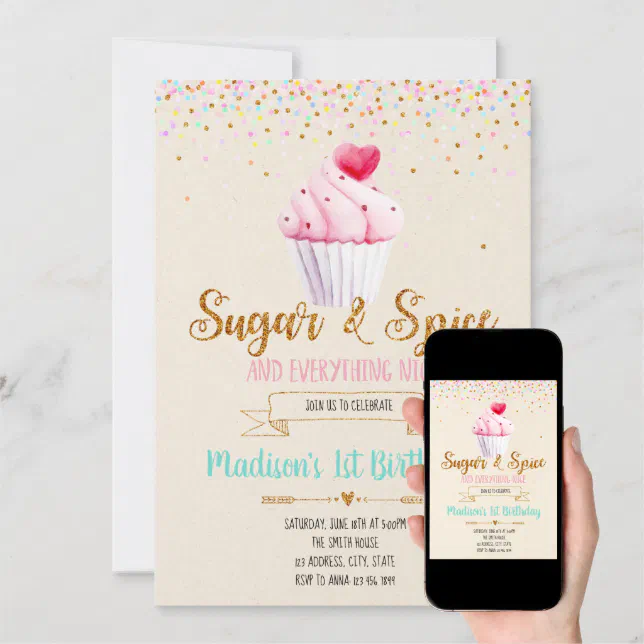 Sugar and spice party invitation | Zazzle