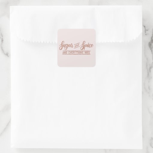Sugar and Spice Rose Gold Calligraphy Sticker | Zazzle