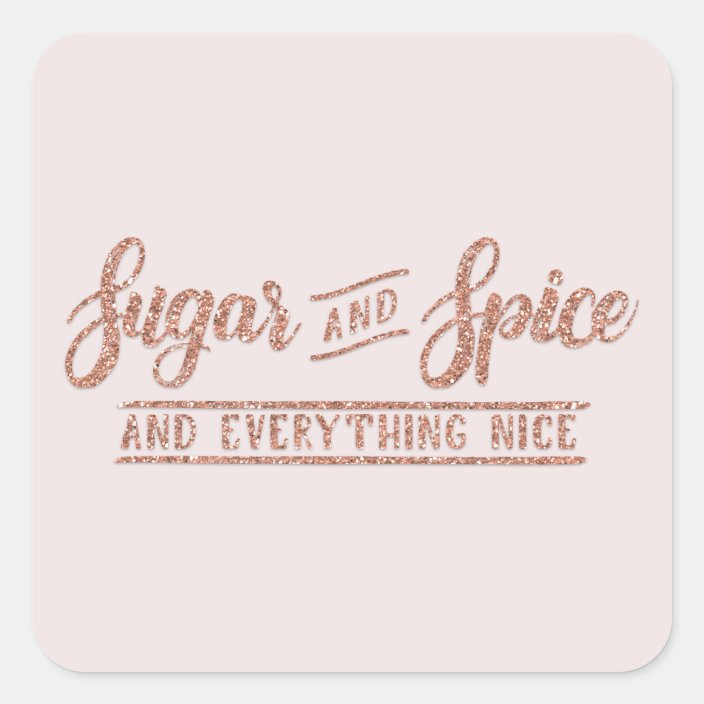 Sugar and Spice Rose Gold Calligraphy Sticker | Zazzle.com