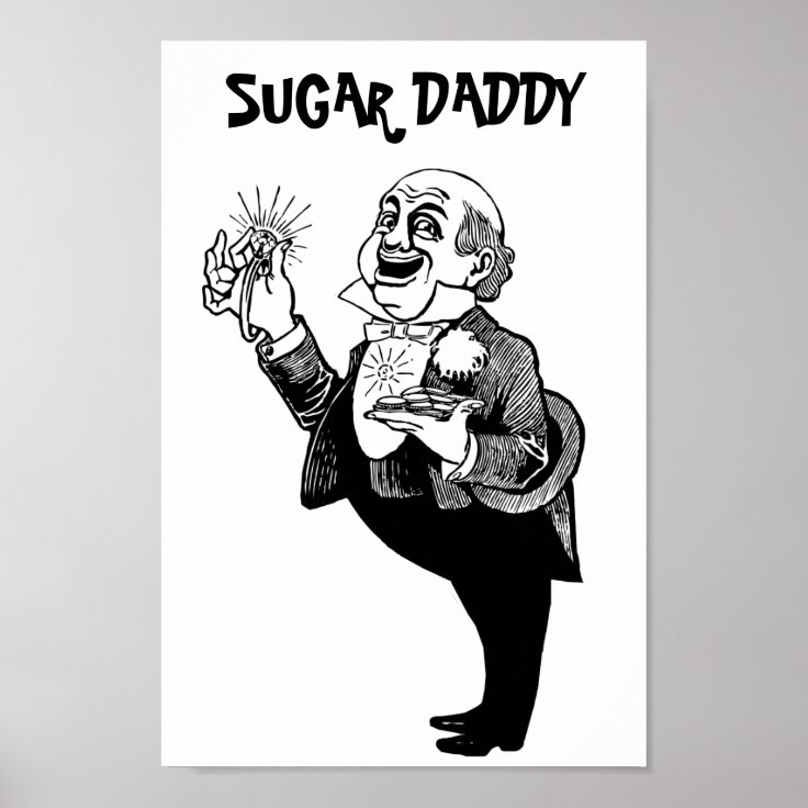 Sugar Daddy Cartoon Old Man Retro Art Poster | Zazzle