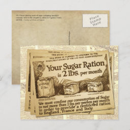 Sugar Ration, WWI Poster Postcard | Zazzle