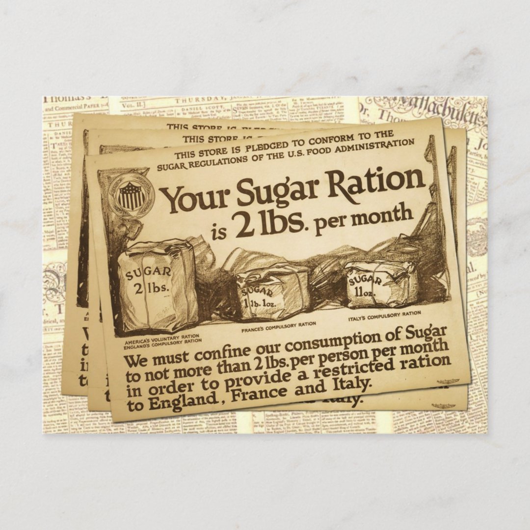 Sugar Ration, WWI Poster Postcard | Zazzle