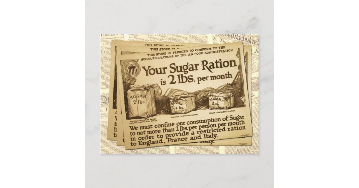 Sugar Ration, WWI Poster Postcard | Zazzle