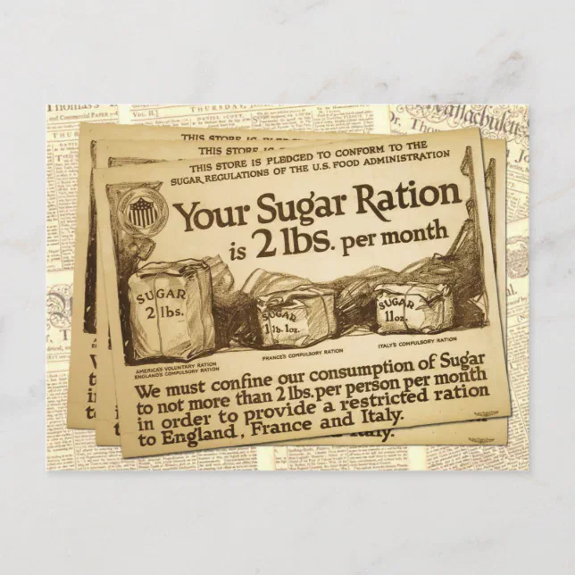 Sugar Ration, WWI Poster Postcard | Zazzle