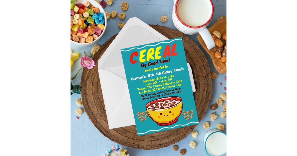 Sugar Rush and Sweet Surprises: A Cereal Party Invitation | Zazzle