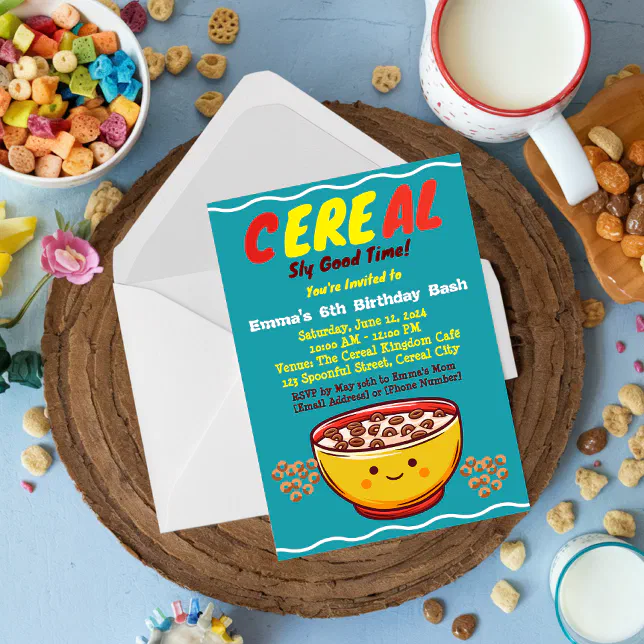Sugar Rush and Sweet Surprises: A Cereal Party Invitation | Zazzle