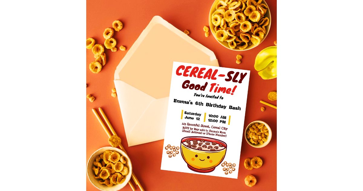 Sugar Rush and Sweet Surprises: A Cereal Party Invitation | Zazzle