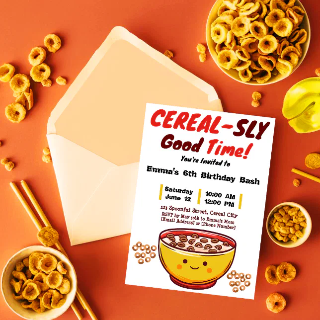 Sugar Rush and Sweet Surprises: A Cereal Party Invitation | Zazzle