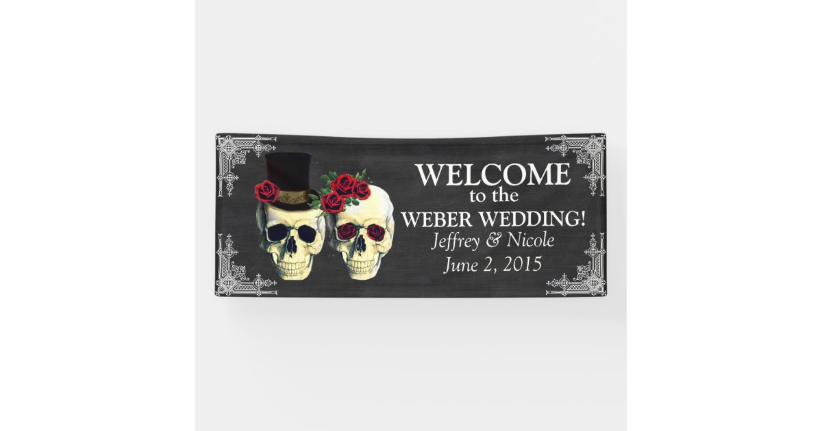 Sugar Skull Bride and Groom Wedding Banner | Zazzle
