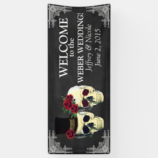 Sugar Skull Bride and Groom Wedding Banner | Zazzle
