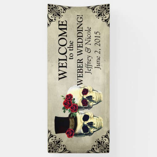 Sugar Skull Bride and Groom Wedding Banner | Zazzle