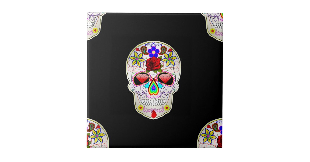 sugar skull ceramic tile | Zazzle