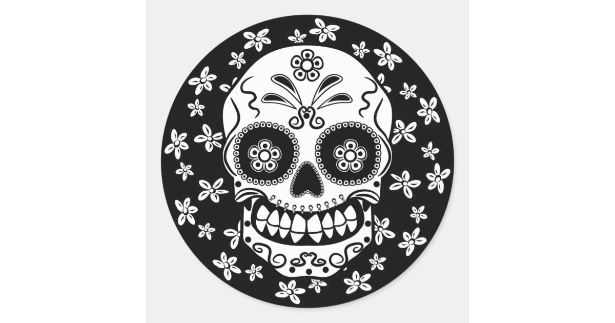 Sugar Skull Classic Round Sticker | Zazzle