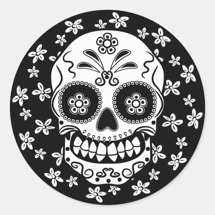 Sugar Skull Classic Round Sticker | Zazzle