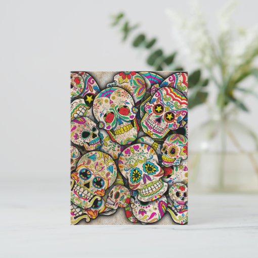 Sugar Skull Collage Postcard | Zazzle