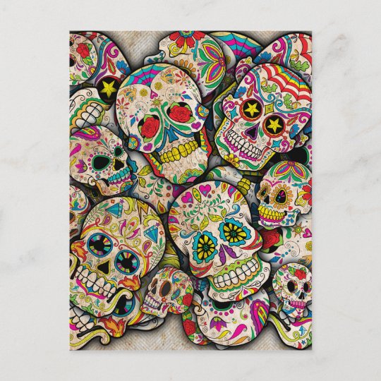 Sugar Skull Collage Postcard | Zazzle.com