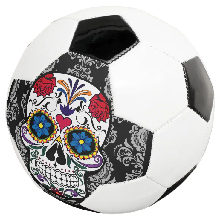Sugar Skull "Day of the Dead" Damask Lace Custom Soccer Ball | Zazzle