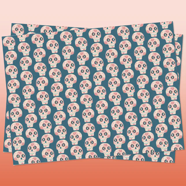 Sugar Skull Day of the Dead Dark Tissue Paper | Zazzle