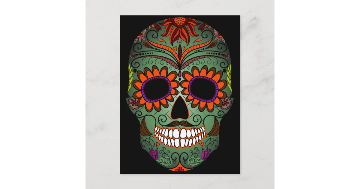 Sugar Skull Day of the Dead Postcard | Zazzle