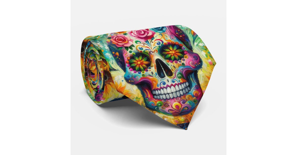 Sugar Skull Dia De Los Muertos Day of the Dead Neck Tie | Zazzle