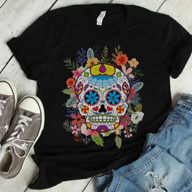 Sugar Skull Dia De Los Muertos Day of the Dead T-Shirt | Zazzle