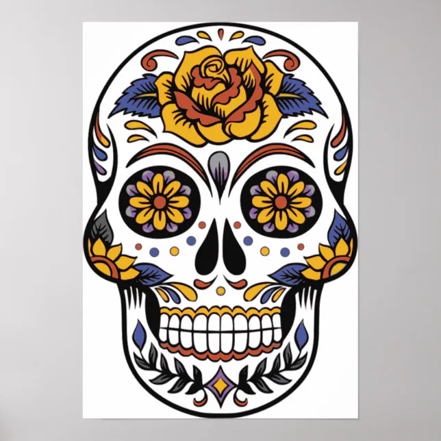 Sugar Skull Dia De Los Muertos Poster | Zazzle