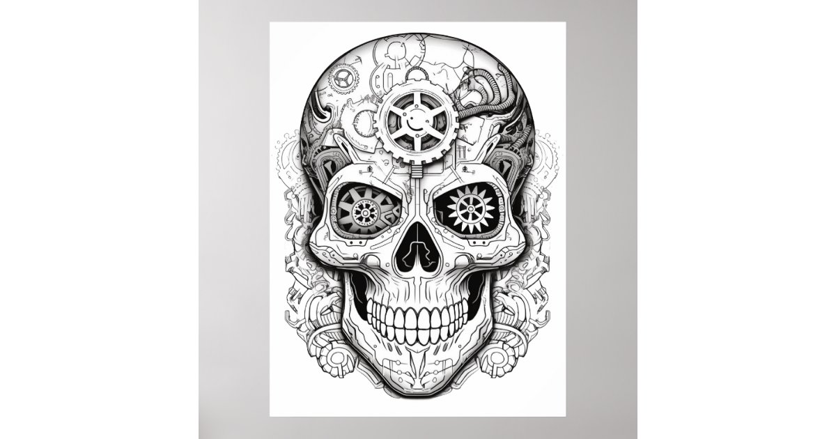 Sugar Skull Drawing Art for Kids + Adults Poster | Zazzle