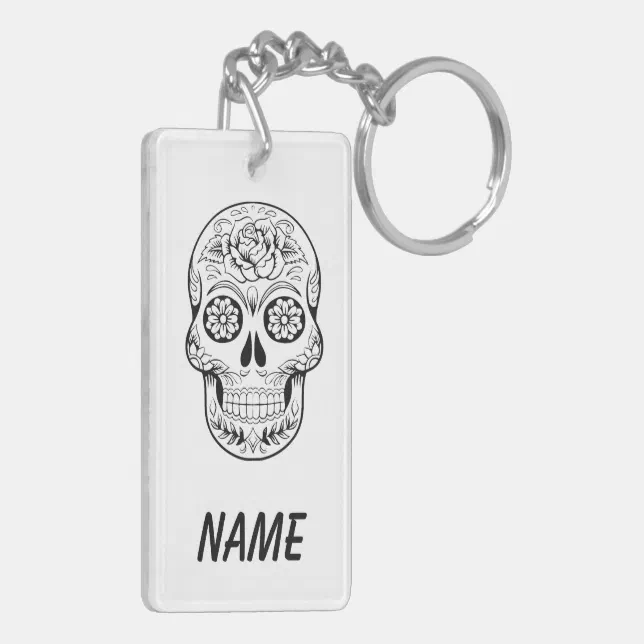 Sugar skull keychain CUSTOMIZED | Zazzle