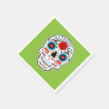 Sugar Skull Mexican Spanish Skeleton Party Green Napkins | Zazzle