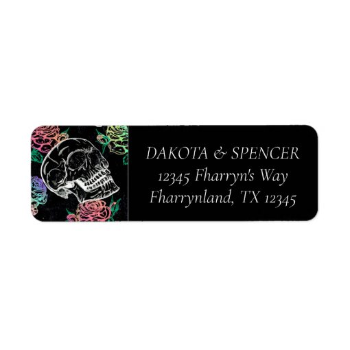 Sugar Skull Ombre Roses | Gothic Pastel Address Label | Zazzle