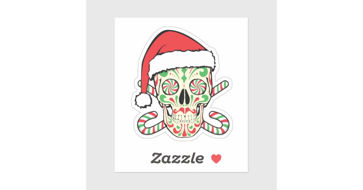 Sugar Skull Santa Sticker | Zazzle