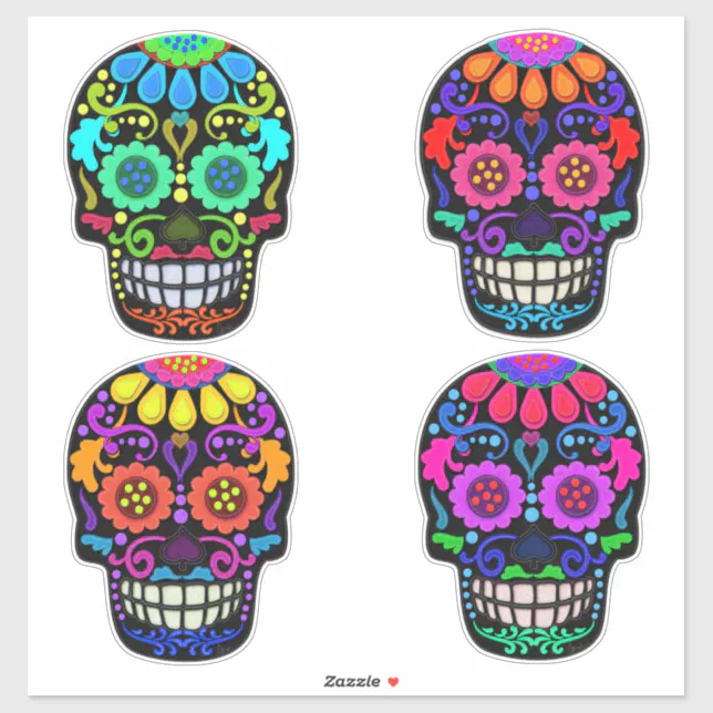 Sugar Skulls | Day of the Dead | Large Size Sticker | Zazzle