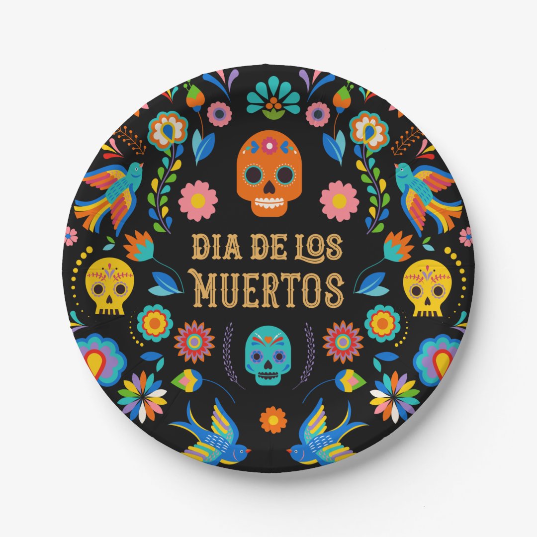 Sugar Skulls Day of the Dead Paper Plates | Zazzle