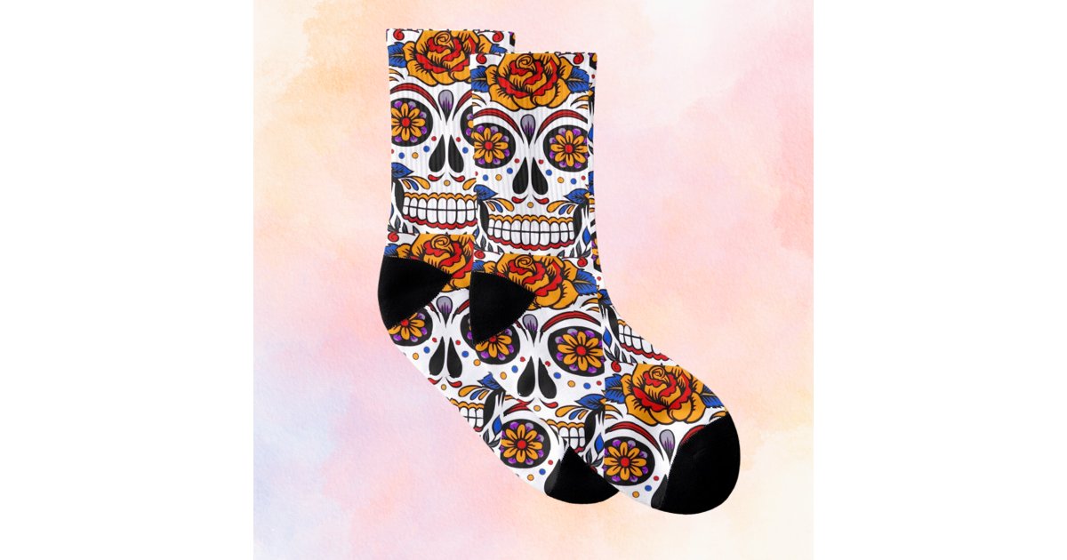 Sugar Skulls Holidays Pattern Socks | Zazzle